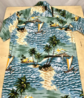 Aloha Republic Hawaiian Shirt Blue Small Tiki Hawaii Aloha Friday ...