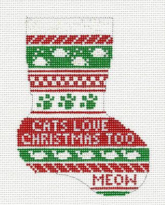 Cats Love Christmas Mini Stocking 13 mesh Needlepoint Canvas Needle ...