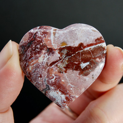 39mm Scenic Pink Jasper Cabochon, Heart Shaped Landscape Jasper Cab ...
