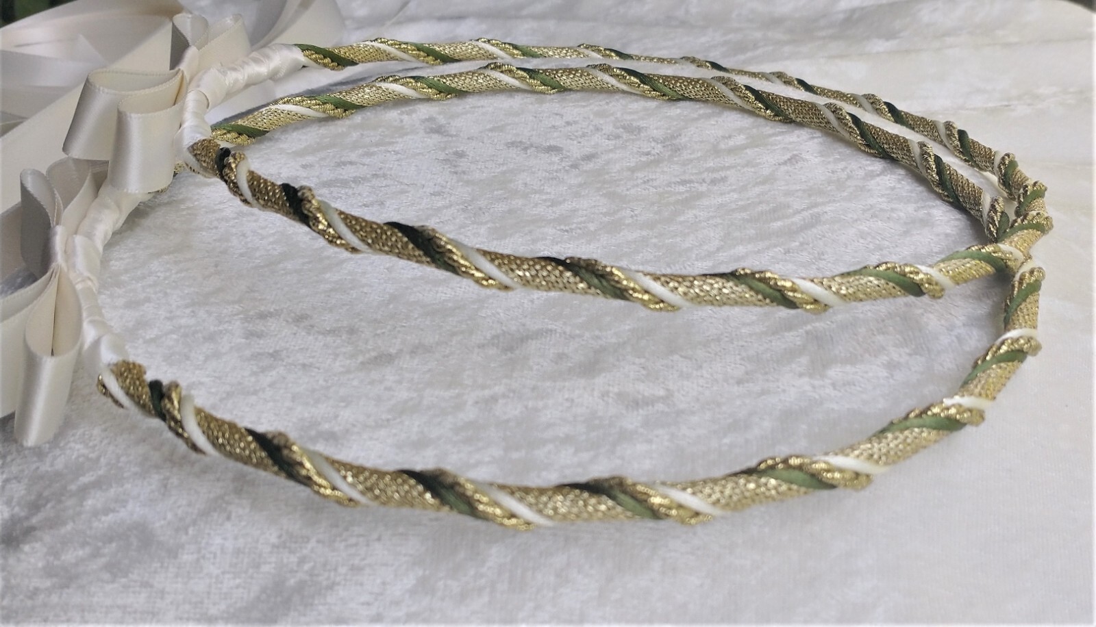 Greek Wedding Stefana Orthodox Crown Ivory Gold Olive Green Stephana | eBay