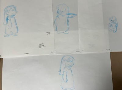 2002 Disney Lilo & Stitch Production Rough Sketch Drawing lot of 4 ...