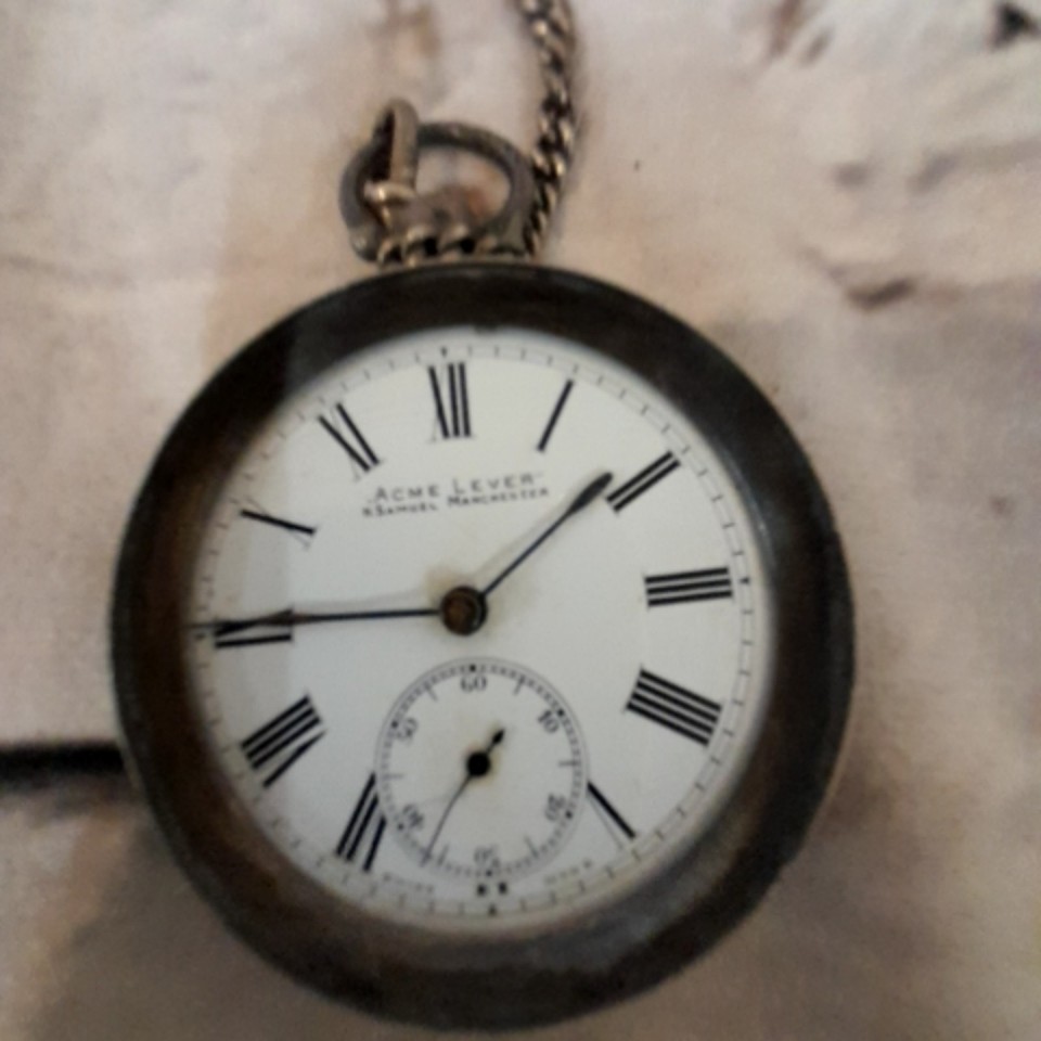 Pocket Watch Acme Lever Roman Numerals Chain Vintage Timepiece Decor ...