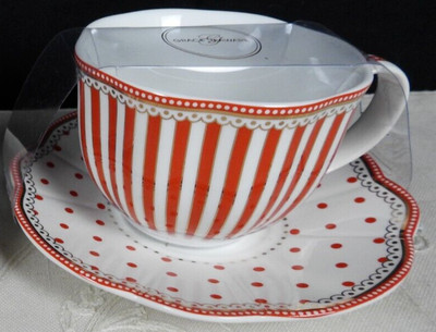 NWT Grace Teaware Josephine Red Porcelain Tea Cup and Saucer | eBay