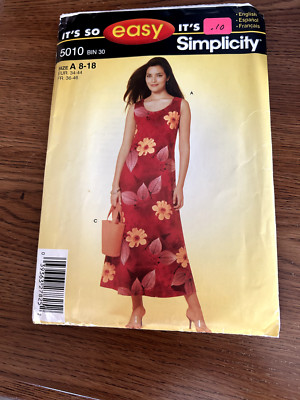 Simplicity 5010 Summer Midi Dress with Bag Size 8 10 12 14 16 18 Uncut ...