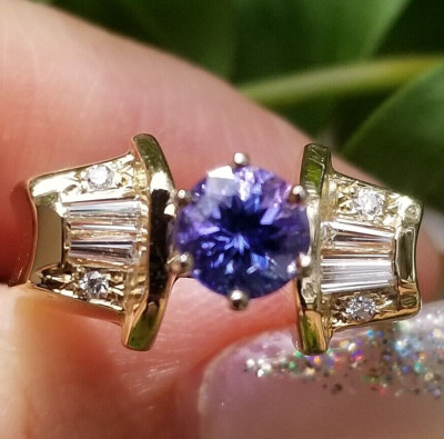 1.38TCW Gorgeous Tanzanite VS Diamond 14k yellow gold ring | eBay