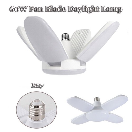 Fan Blade LED Bulb E27 Foldable 60W AC120V-265V 6000LM for Basement ...