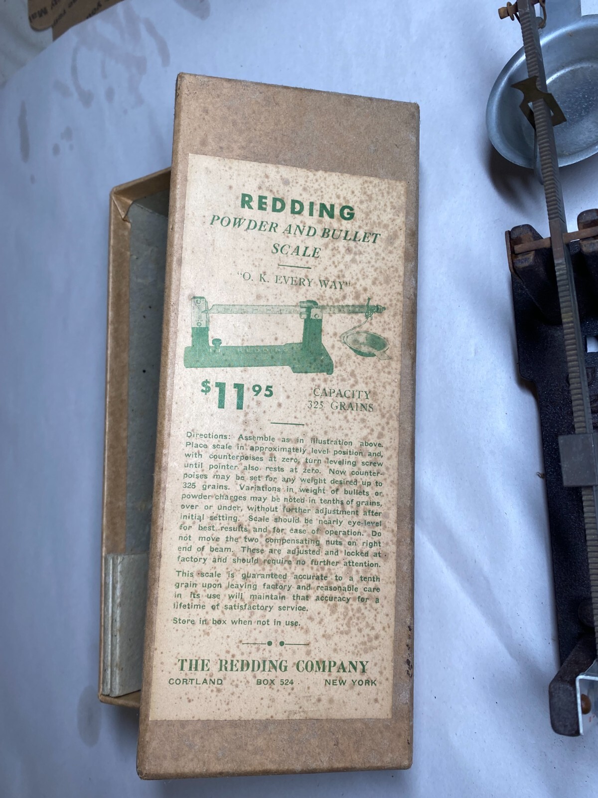 VINTAGE REDDING POWDER & BULLET SCALE WITH ORIG. BOX 325 CAPACITY | eBay