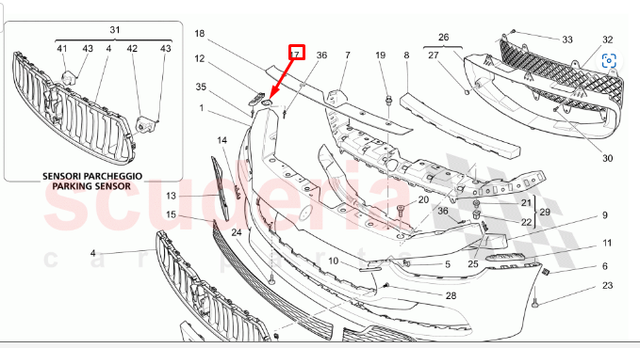 MASERATI GHIBLI M157 Front Right Bumper Side Bracket 670004442 GENUINE ...