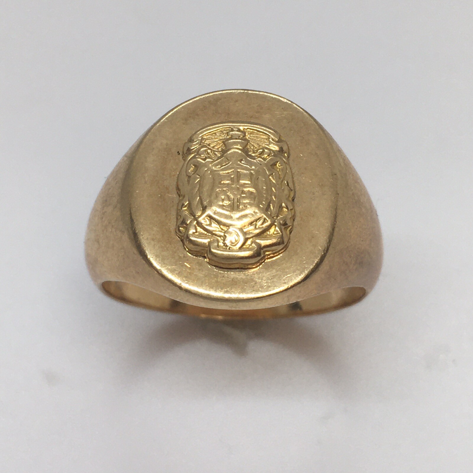 Antique Family Crest Signet Ring 10K Gold Seal Coat … - Gem