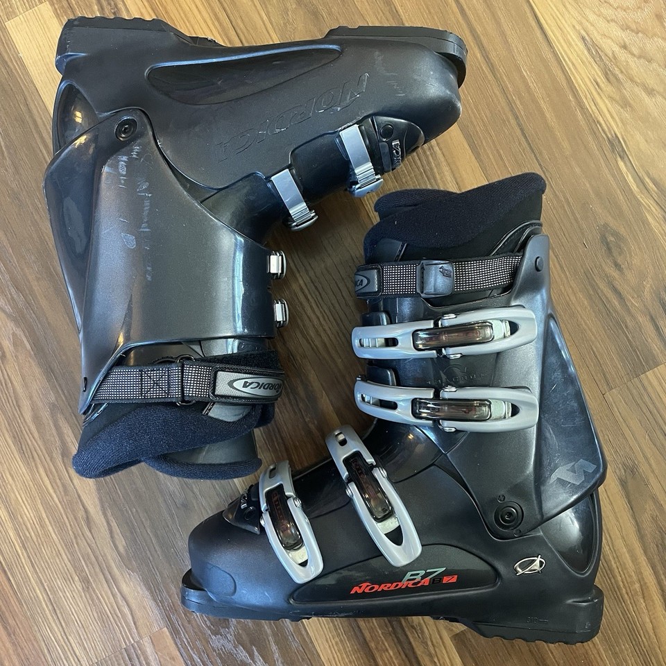Nordica B7 Men’s Ski Boots Mondopoint 27.0 Size 9 - Black w/ Silver ...