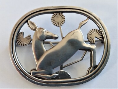 GEORG JENSEN KNEELING DEER STERLING PIN #256 - Circa mid-late 1960s | eBay