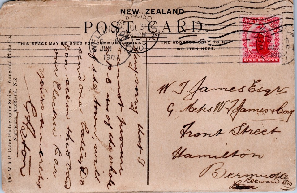 1907 WAP Color Beach Trolley Wanganui New Zealand RPPC Postcard | eBay