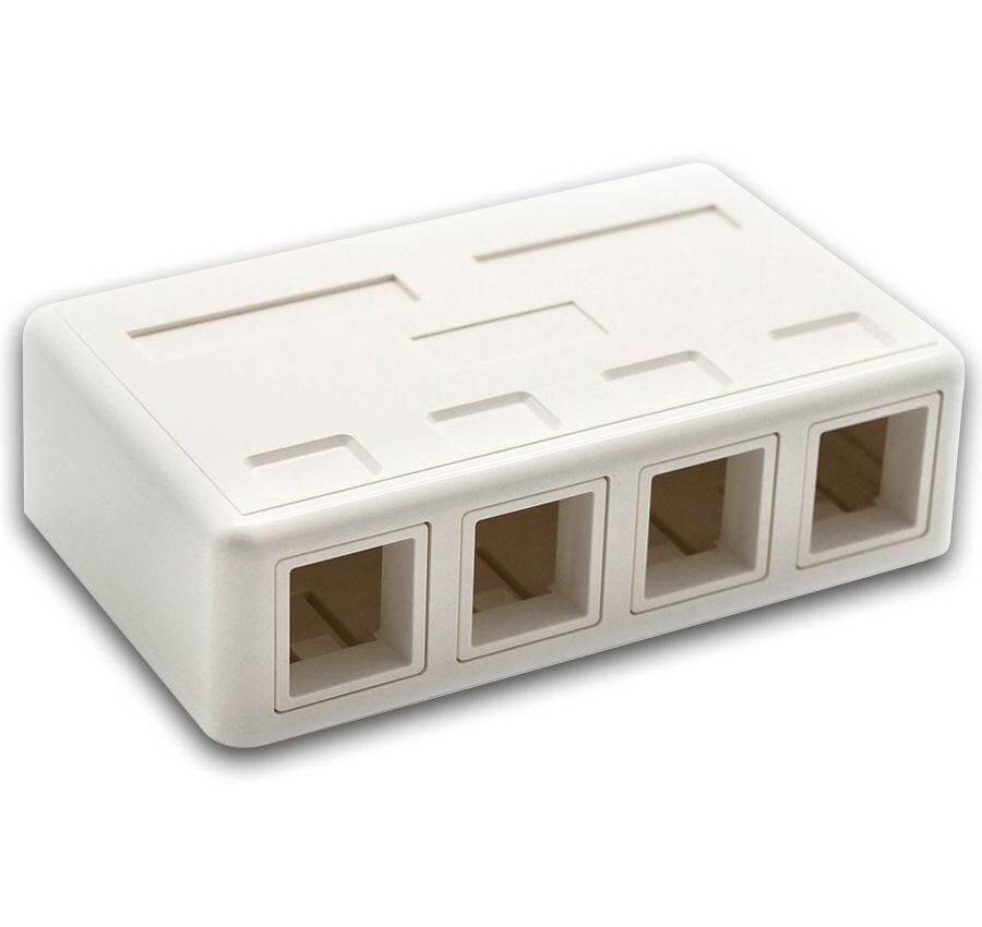 4 Port RJ45 Network Blank Surface Wall Mount Box For CAT6/5 Keystone ...