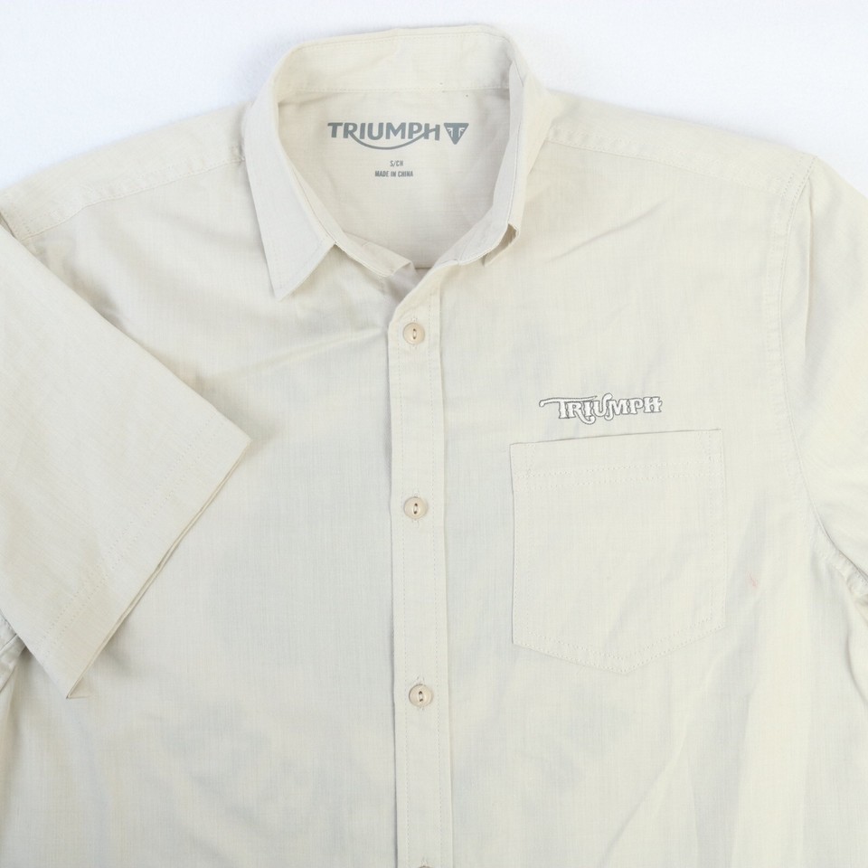TRIUMPH MOTORCYCLES 1902 EMBROIDERED BUTTON DOWN SHORT SLV SHIRT MEN’S ...
