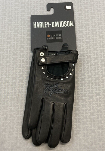 NEW GENUINE HARLEY DAVIDSON 97704-23VW WOMEN'S LARGE BLK LTHR GLOVES ...
