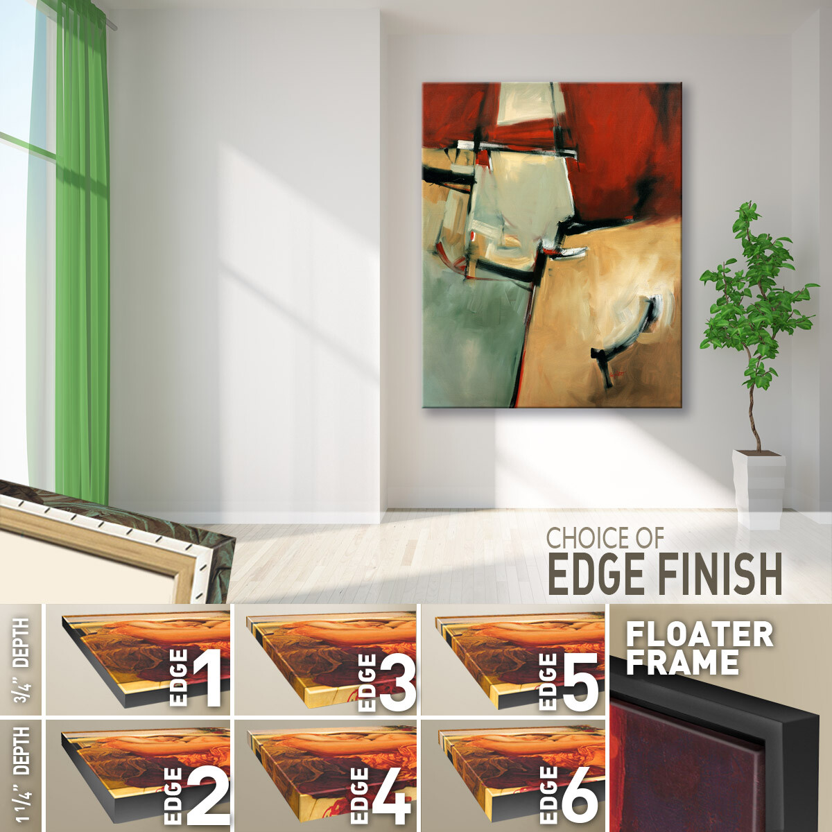 32W"x40H" CANYON by EVA CARTER - RED CANARY YELLOW MINT GREEN CHOICES ...