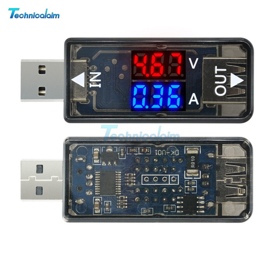 USB Voltage & Current Meter Digital Dual Display Voltmeter DC 3.2V-10V ...