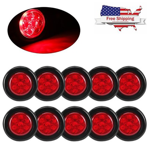 2" Inch Round Red 7 LED Side Marker Clearance Lights Trailer Truck RV ...