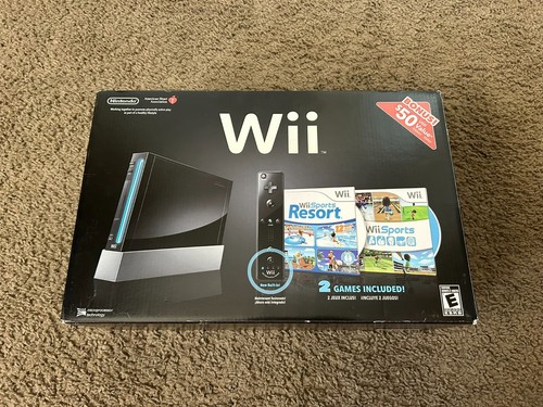NEW Nintendo Wii Console Wii Sports + Wii Sports Resort Bundle Black ...
