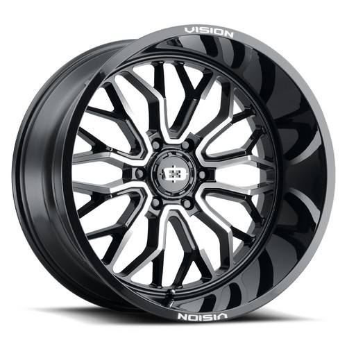 22x12 Vision 402 Riot 8x6.5/8x165.1 -51 Black Machine Wheels Rims Set(4 ...