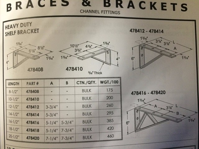 () Unistrut / B-Line Shelf Bracket / Brace 12-1/2" #478412 P1773 EG ...
