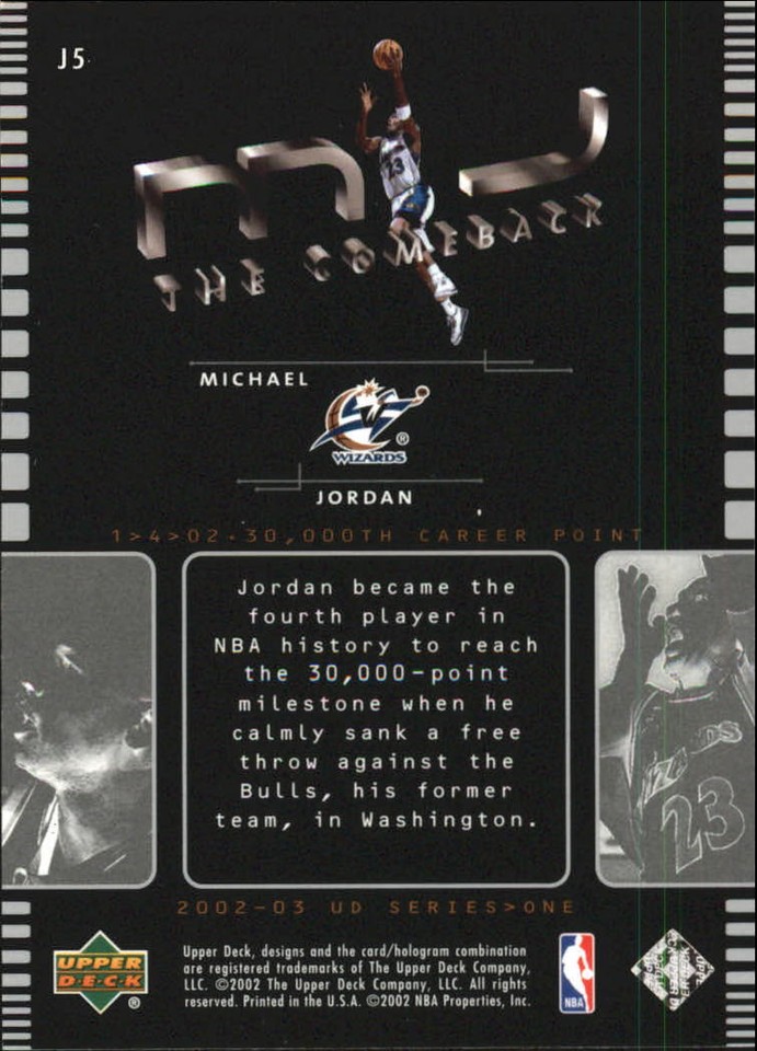 2002-03 Upper Deck MJ The Comeback #J5 Michael Jordan - NM-MT | eBay