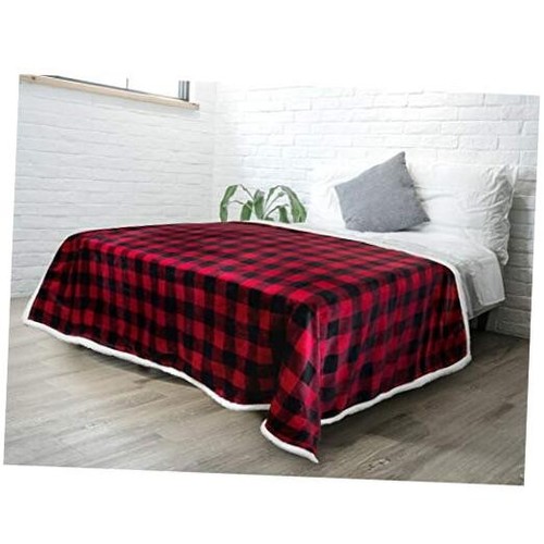 Buffalo Plaid Sherpa Blanket King | Fuzzy 90 x 108 Inches - King ...