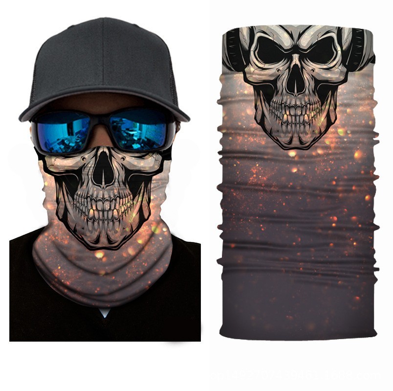 Skeleton Mask Skull Face Mask Hood Biker Face and Neck Cover White Bone ...