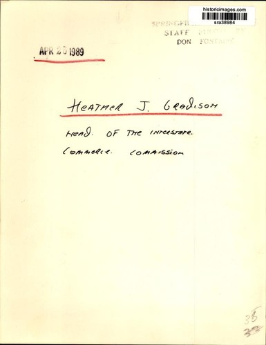 1989 Press Photo Heather J. Gradison, head of the Interstate Commerce ...