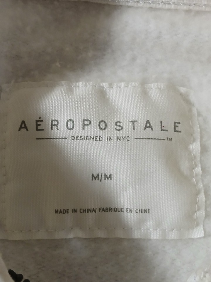 Aeropostale Womens Jacket Medium White Silver Logo Longsleeve Zip Up ...