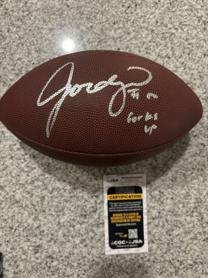 Jordyn Tyson SIGNED FOOTBALL AUTOGRAPH FOOTBALL NFL “FORKS UP” ASU *JSA ...