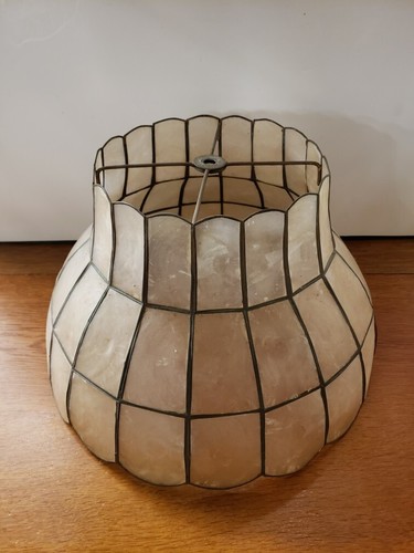 Vintage Large Mid Century Capiz Shell Lamp Shade with Scalloped Edge | eBay