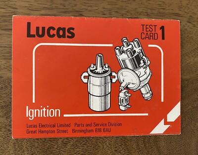 FOR SALE: Vintage Lucas Test Card for Ignition Parts. Fold-Out ...