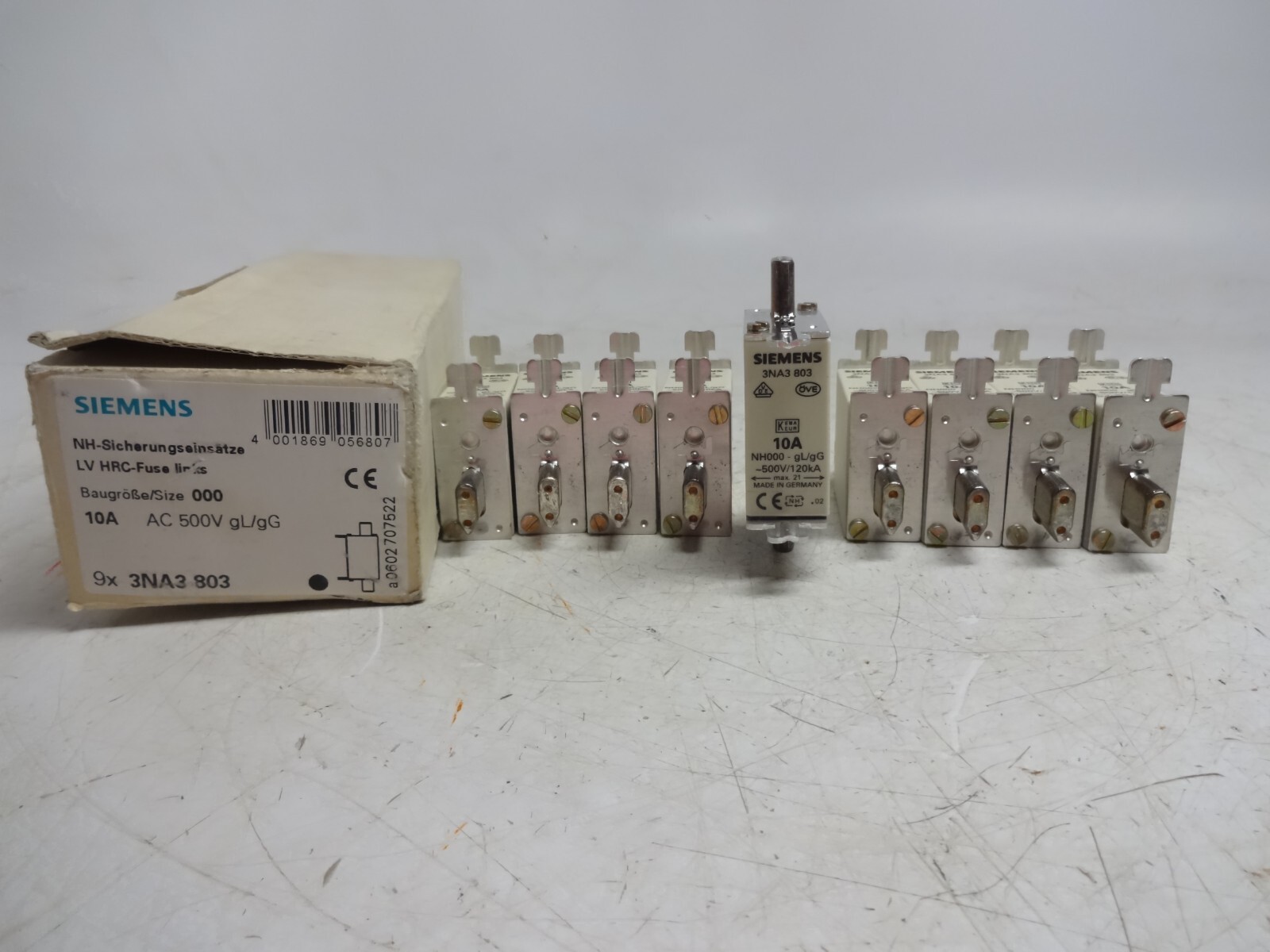 New Box of 9 Siemens Fuse Link 3NA3 803 3NA3803 10A 500V 120kA 10 Amp ...