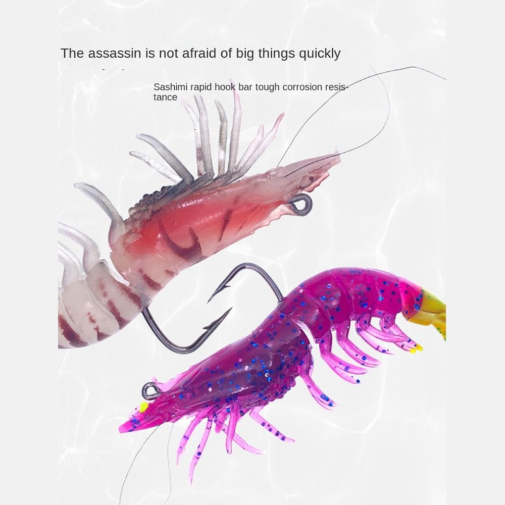 Soft Prawn Lure Sea Fishing Hook Worm Silicone Shrimp Fake Bait ...
