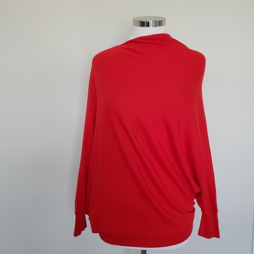 St John Boutiques Red Asymmetrical Wool Knit Sweater Slouchy Unique ...
