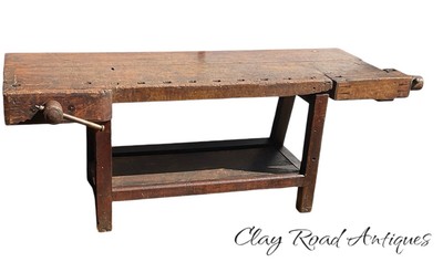 Antique 1800s Workbench Carpenters Industrial Craftsman Kitchen Island ...