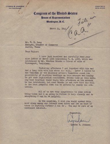 LYNDON B. JOHNSON - TYPED LETTER SIGNED 03/14/1944 | eBay