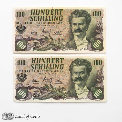 AUSTRIA: 2 x 100 Austrian Schillings Banknotes. | eBay