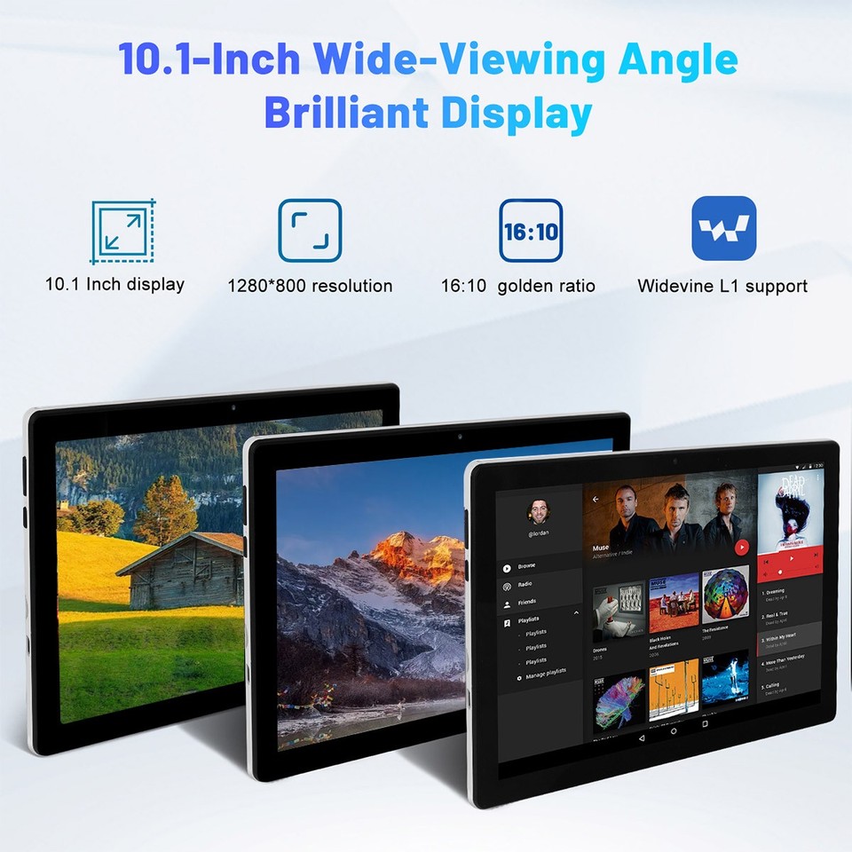 10.1" WIFI Tablet Android 14 HD 10+64GB Tablet Pad Quad-Core Netflix ...