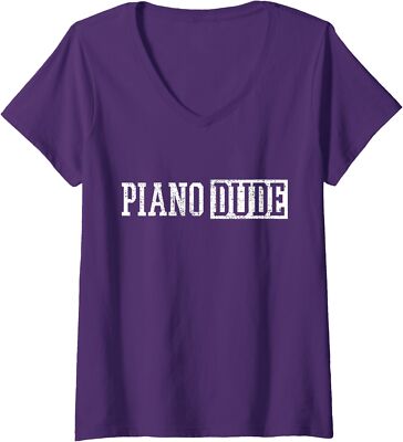 Piano Dude Piano Keyboard Player Inspired Music Theme Ladies' V-Neck ...