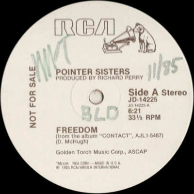 Vinyl Maxi Pointer Sisters Freedom 12", Promo 1985 RnB/Swing, Downtempo, Conscio | eBay