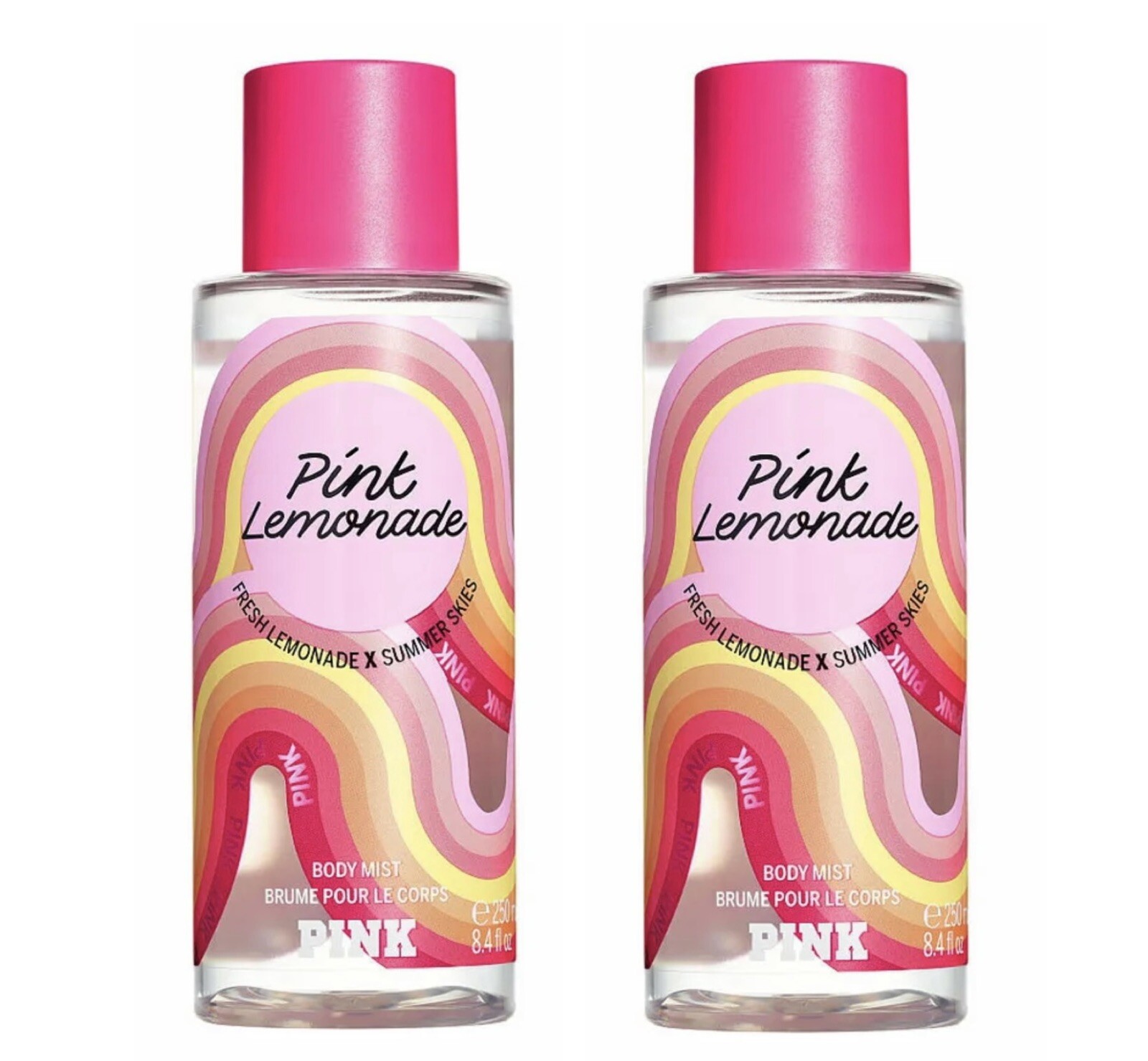 Victoria's Secret Pink Lemonade body mist Splash 8.4 Fl oz 2 Pc New | eBay