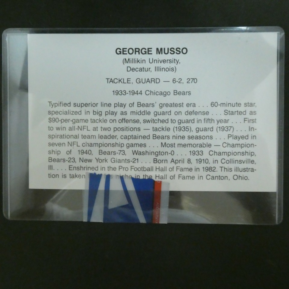 George Musso Football HOF Signed Postcard Chicago Bears | eBay