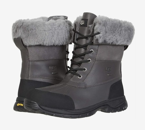 UGG BUTTE Metal Gray Waterproof Leather Sheepskin Display Model Men ...