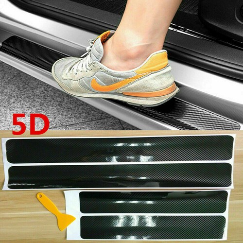 Black Car Door Scuff Sill Cover Panel Step Protector Auto Stickers 4PCS ...