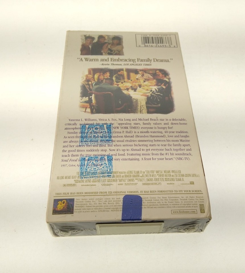 Soul Food VHS Vanessa Williams Vivica A. Fox Nia Long Mekhi Ex ...