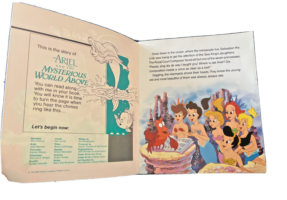 Vintage Disney 1990 Storybook Read Along - Ariel And The Mysterious ...