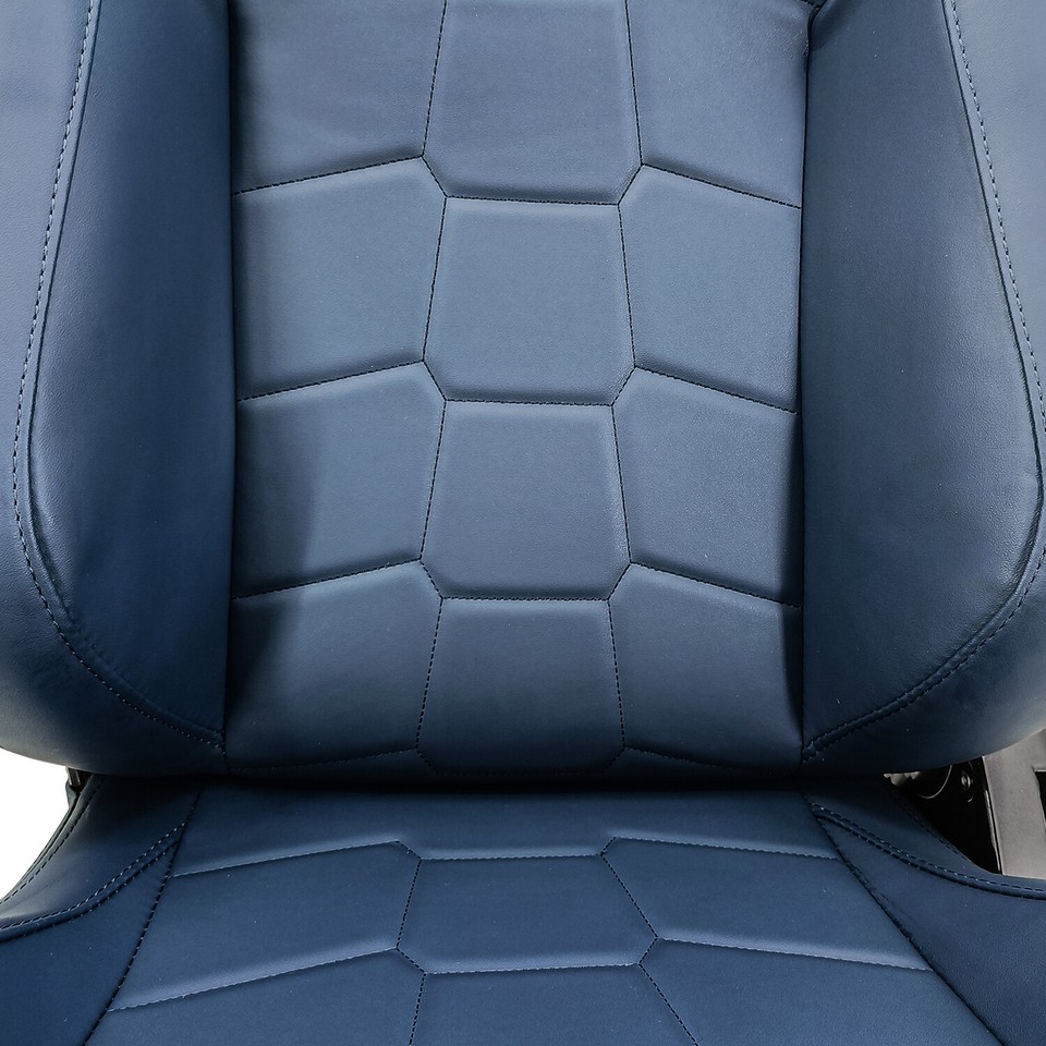 2 x Universal JDM Blue PVC Main Leather Left/Right Racing Car Seats | eBay
