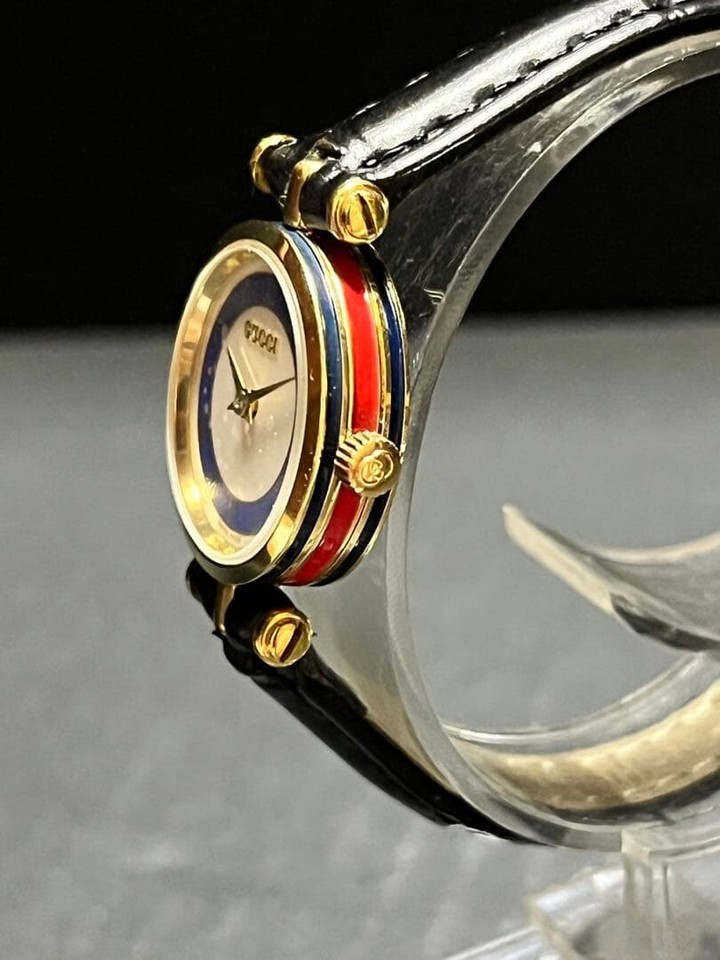 GUCCI Womens Luxury Quartz Watch White Blue Dial New Battery Auth | eBay